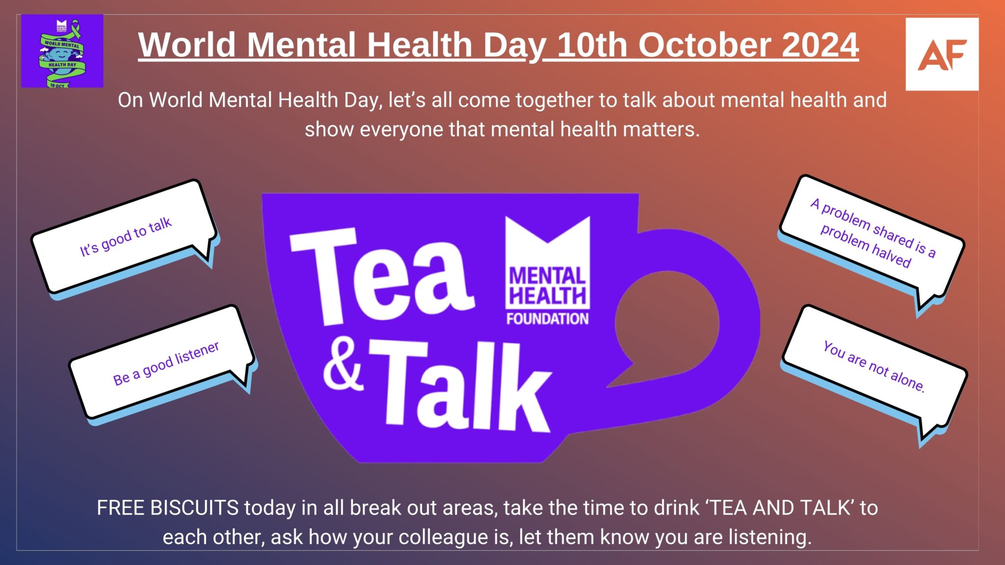 World Mental Health Awareness Day 10th October 2024 - AF Switchgear